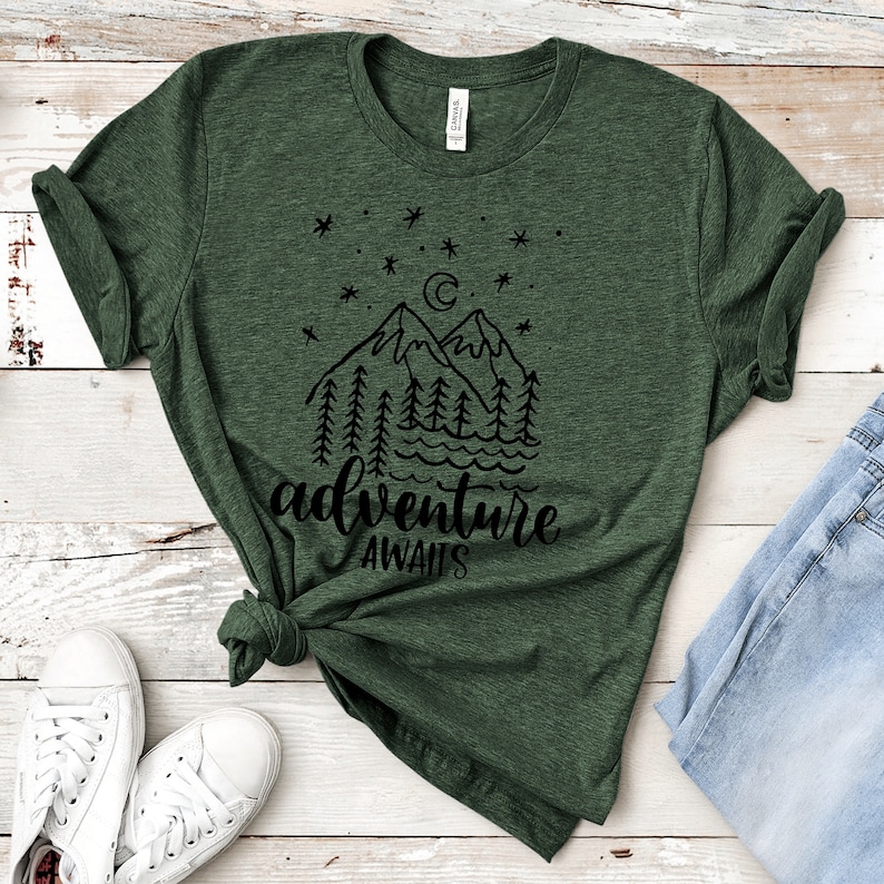 Adventure Awaits Shirt, Hiking Shirt, Backpacking Shirt, Mountains ...