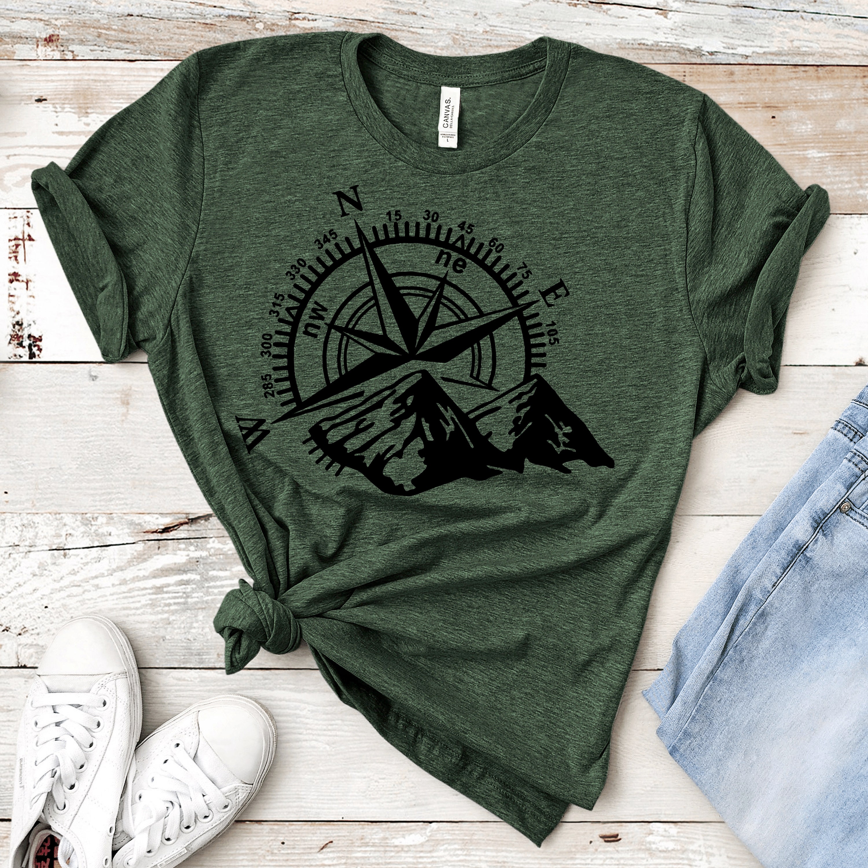 Compass Shirt, Compass Mountain Shirt, Camping Shirt, Outdoor Shirt ...
