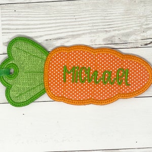 Embroidered Fabric Carrot Name Tag Personalized Bag Tag Easter Basket ...