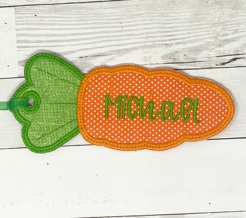 Embroidered Fabric Carrot Name Tag Personalized Bag Tag - Etsy