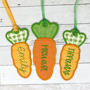 Embroidered Fabric Carrot Name Tag Personalized Bag Tag Easter Basket ...