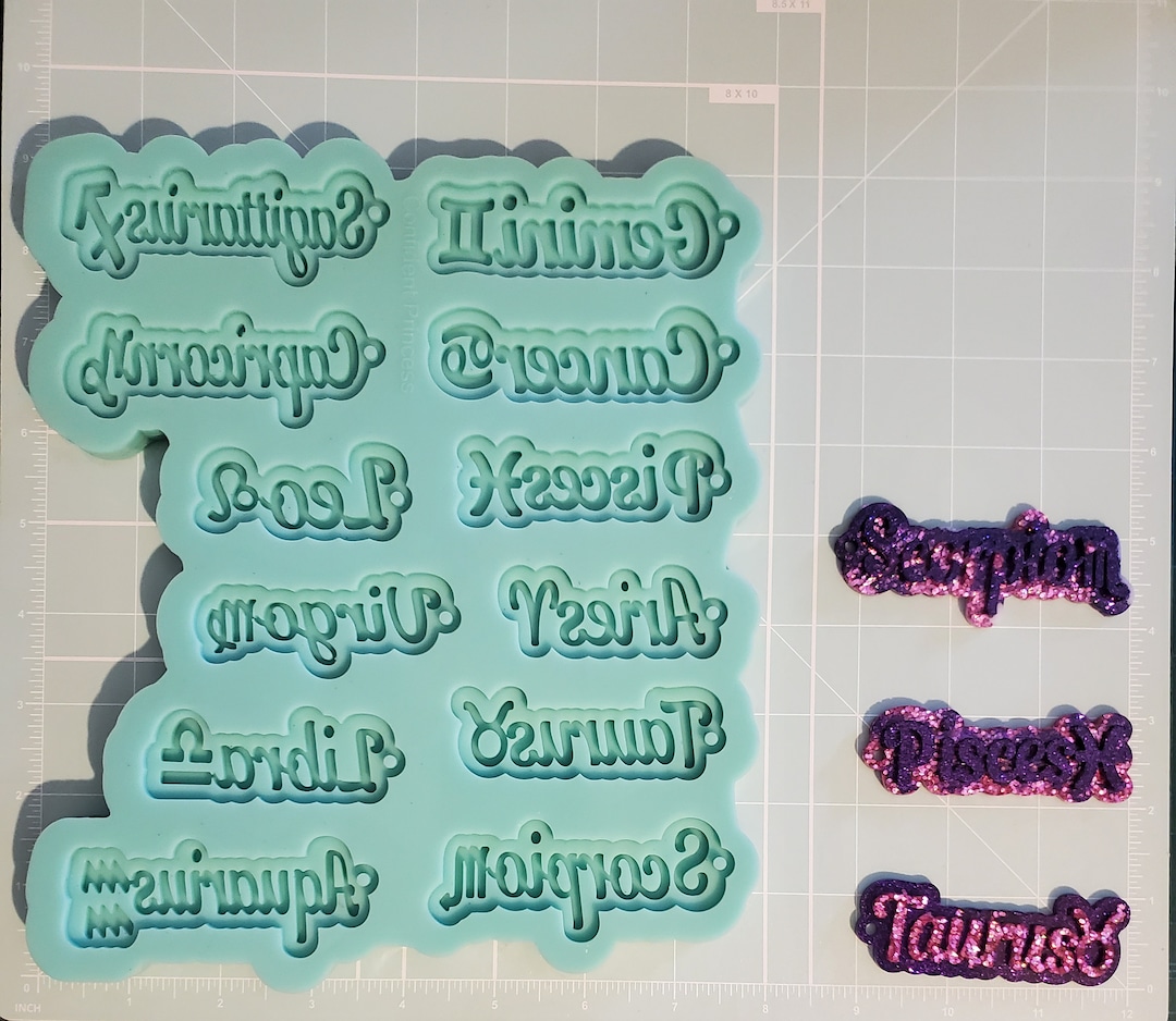 Zodiac Stacked Names Silicone Mold. Keychain Mold - Etsy