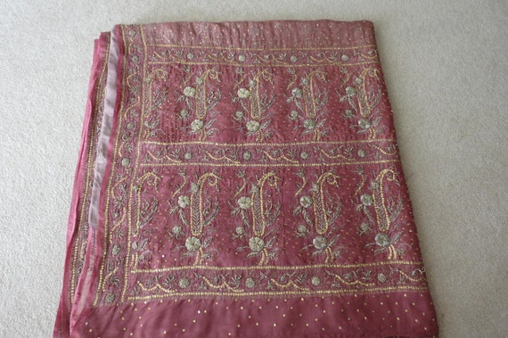 Stunning antique Indian metal thread embroidery zardo… - Gem