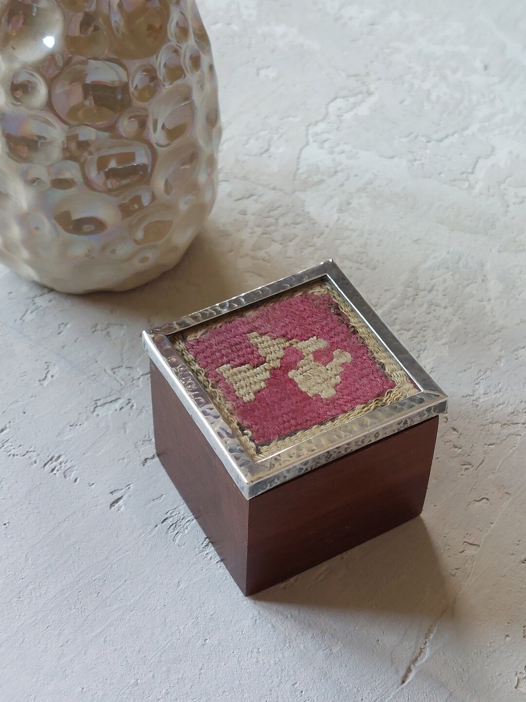 Small Peruvian Handmade Lidded Square Wooden Trinket Box With Antique ...