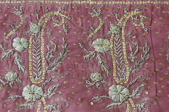 Stunning antique Indian metal thread embroidery zardo… - Gem