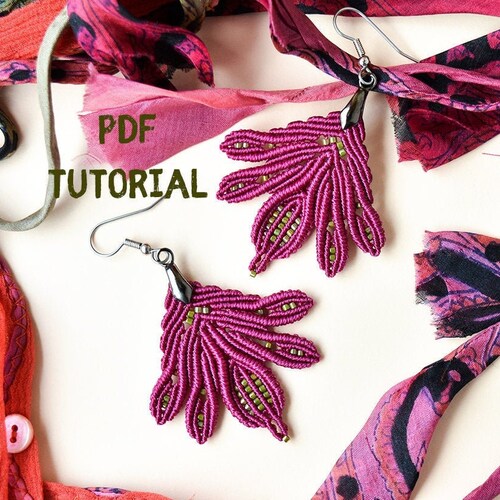 PDF Tutorial of Macrame Earrings Leaves Leaf Pendant DIY - Etsy