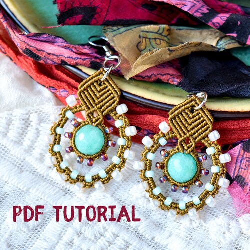 PDF Tutorial Macrame Earrings Saturn DIY Step-by-step - Etsy