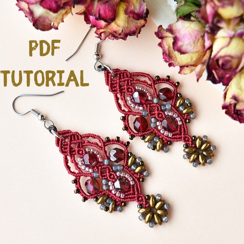 PDF Tutorial Macrame Earrings PATTERN Micro Macrame - Etsy