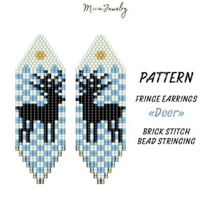 Beading PATTERN - Fringe Earrings "deer", Animal Print - Instant ...