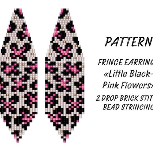 Beading PATTERN Fringe Earrings blue Flowers - Etsy