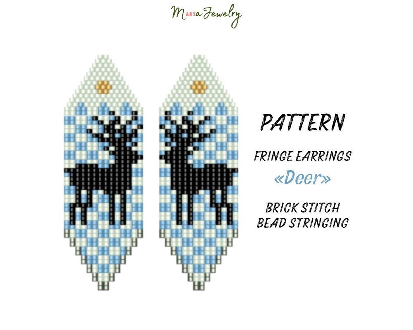 Beading PATTERN - Fringe Earrings "deer", Animal Print - Instant ...