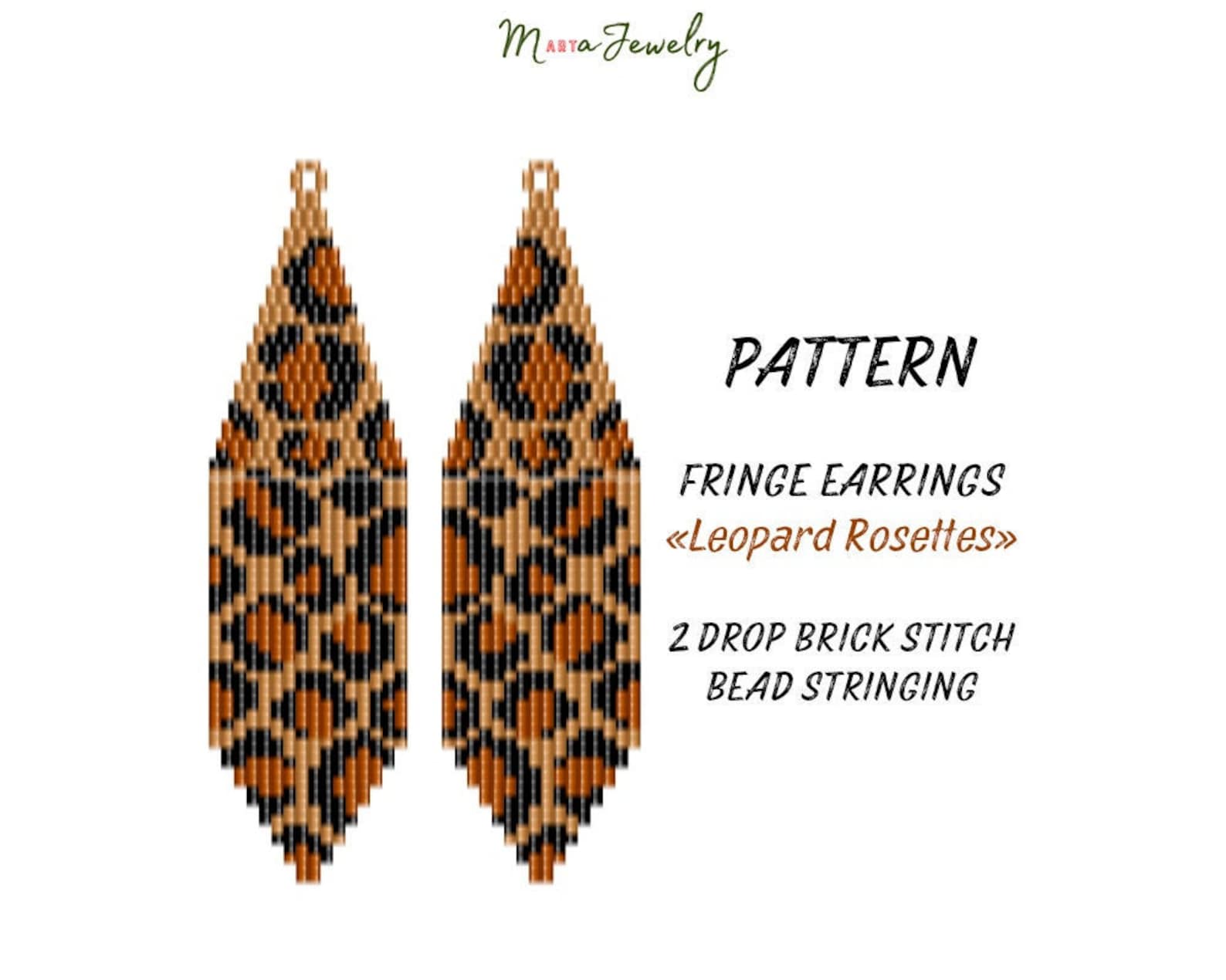 Beading PATTERN - Statement Fringe Earrings "leopard Rosettes", Animal ...