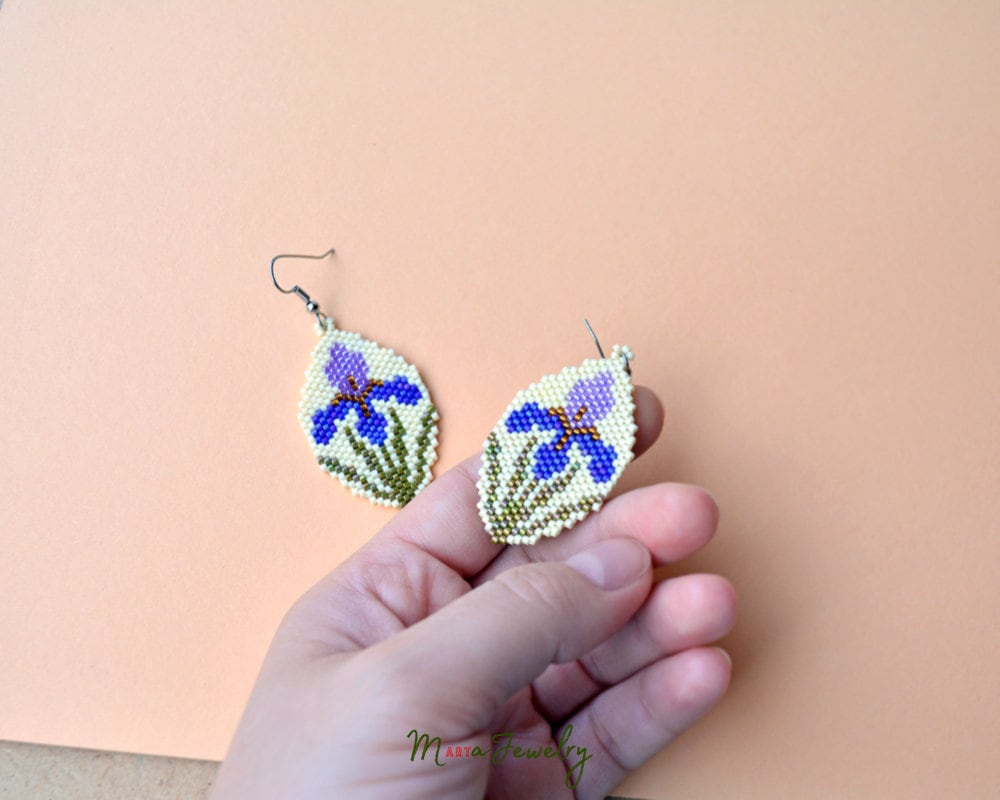 Beading PATTERN Earrings iris Represented With - Etsy