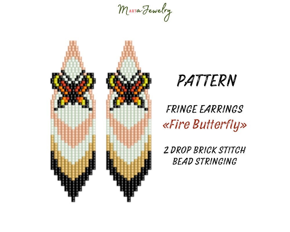 Beading PATTERN - Fringe Earrings "fire Butterfly" With My Beading Tips ...
