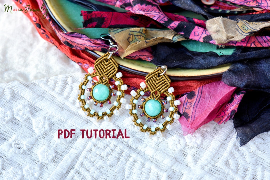PDF Tutorial - Macramé Earrings Saturn, DIY, Step-by-step Pattern ...