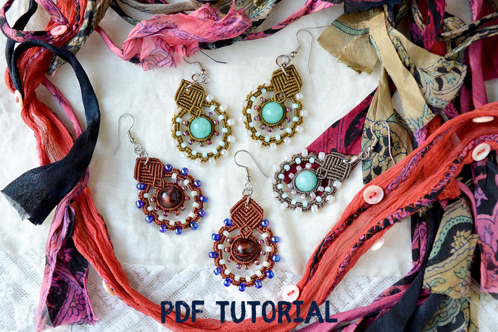 PDF Tutorial Macrame Earrings Saturn DIY Step-by-step - Etsy