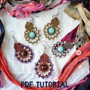 PDF Tutorial - Macramé Earrings Saturn, DIY, Step-by-step Pattern ...