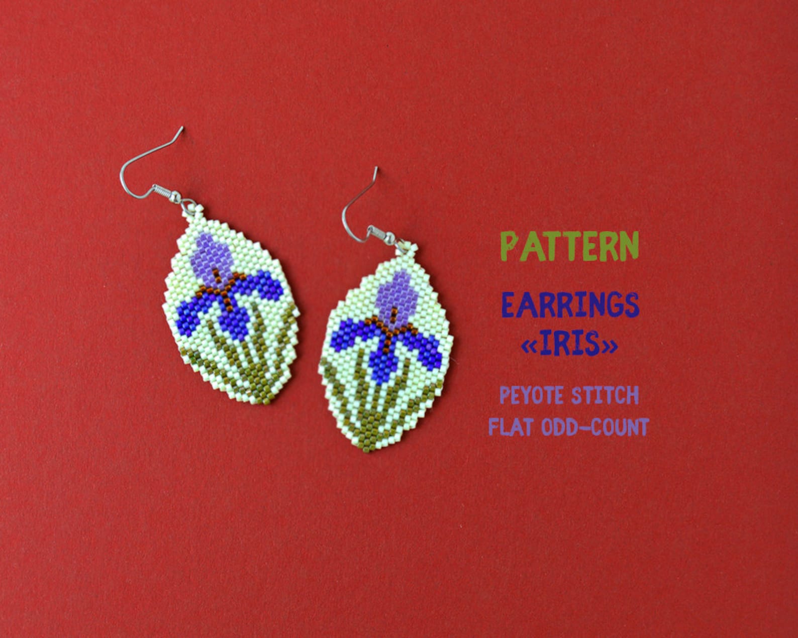 Beading PATTERN Earrings iris Represented With | Etsy