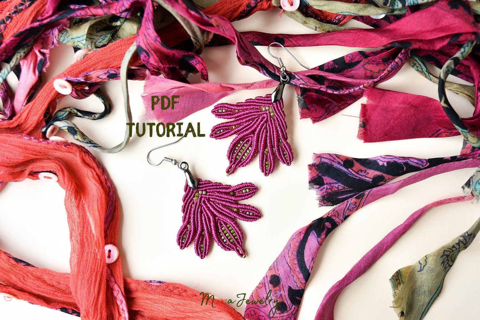 PDF Tutorial of Macrame Earrings, Leaves, Leaf Pendant, DIY, Step-by-step, Detailed Pattern ...