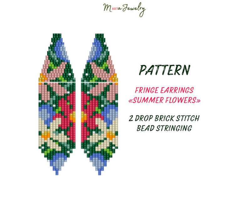 Beading PATTERN - Fringe Earrings "summer Flowers", Colorful and Floral ...