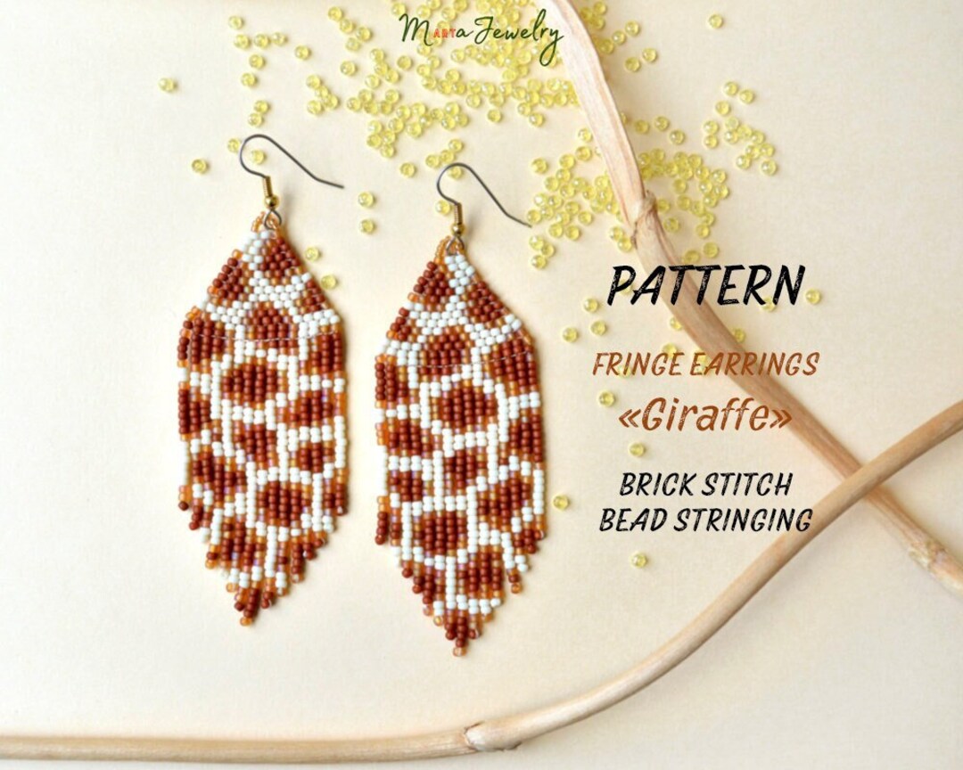 Beading PATTERN - Fringe Earrings "giraffe", Animal Print - Instant ...