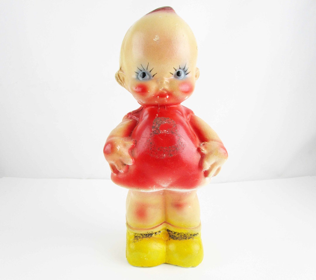 12" Tall Chalkware Doll - Mid '30s Carnival Doll - Tufts of Hair ...