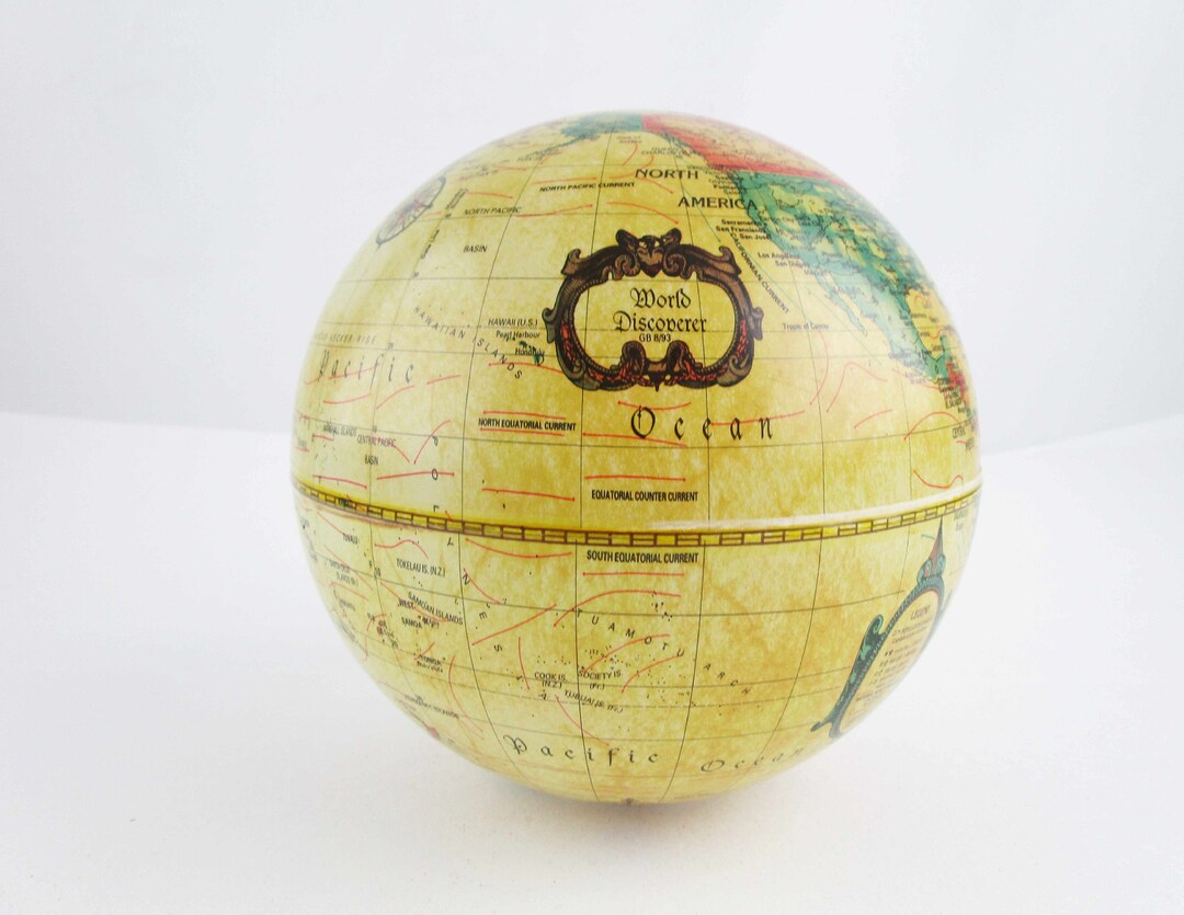 6 Plastic Litho Globe Bank Vintage Brightly Colored With Gold ...