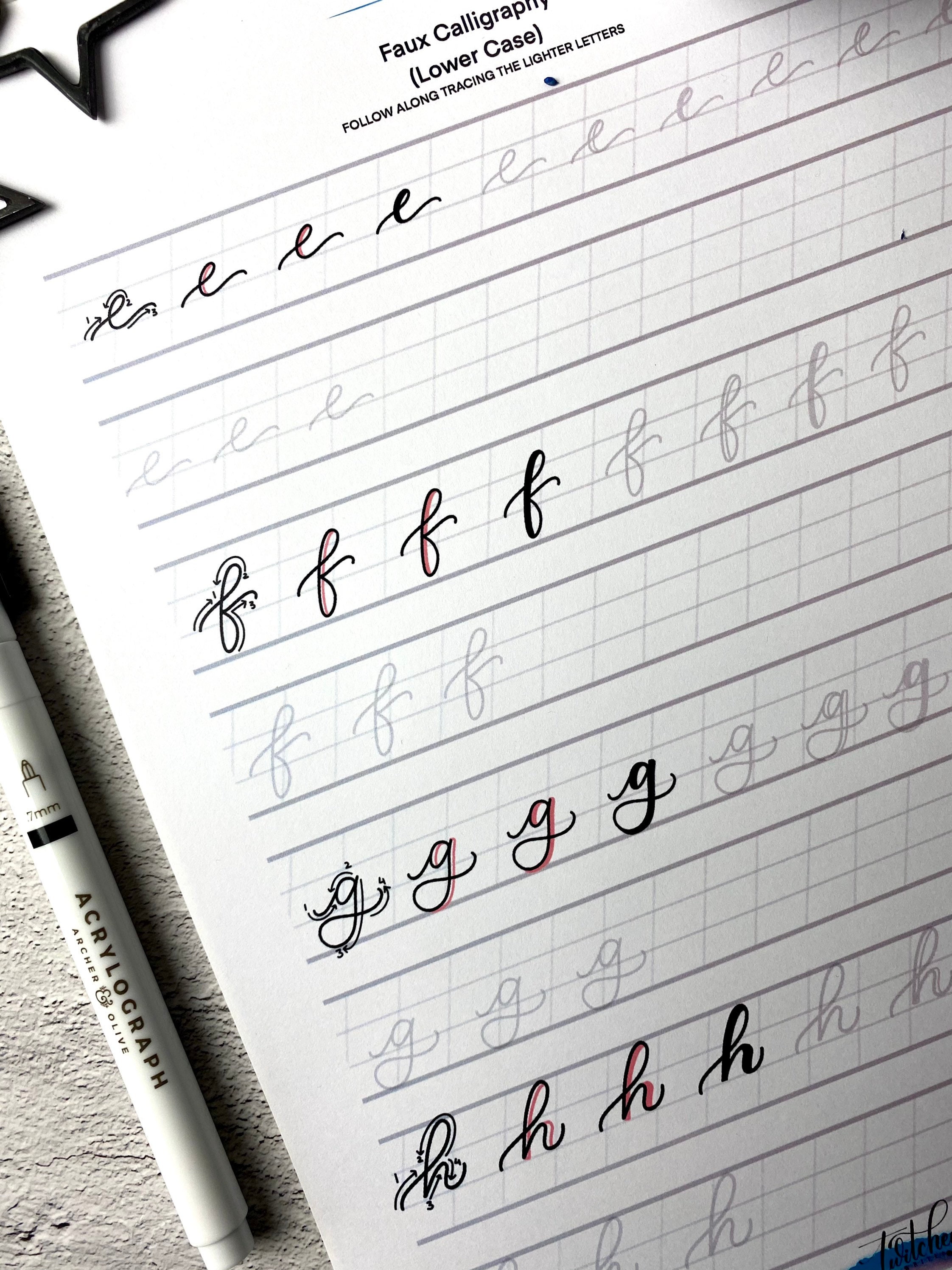 Faux Calligraphy Practice Sheets for Beginners/ Lettering Worksheets - Etsy