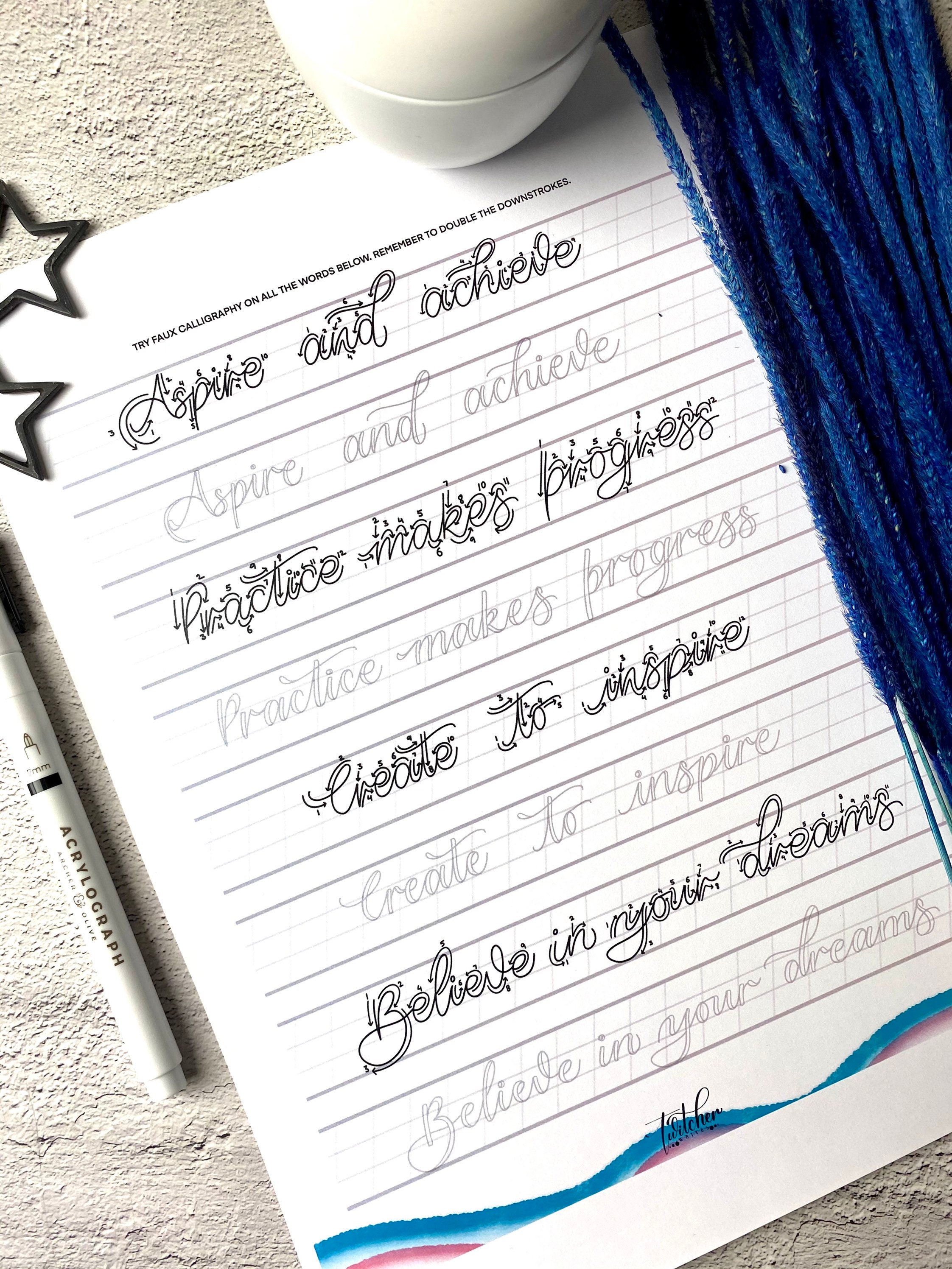 Faux Calligraphy Practice Sheets for Beginners/ Lettering Worksheets - Etsy