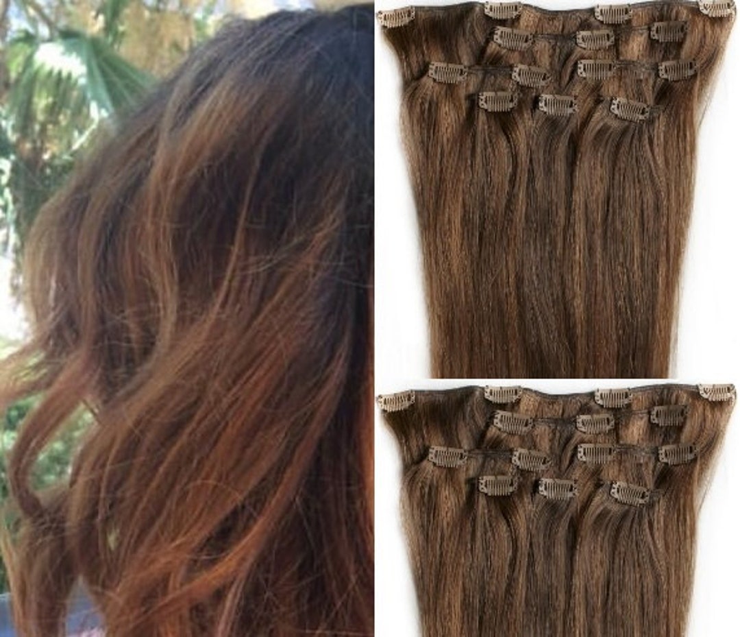 24 Clip in Hair Extensions Real Human Hair 100 Gram Clip - Etsy