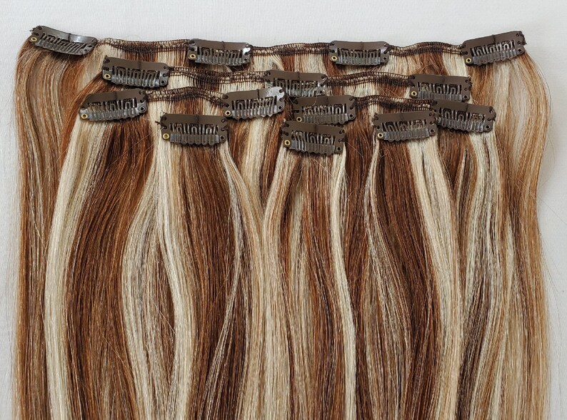 18 Clip in Hair Extensions Real Human Hair 80 Gram Clip | Etsy