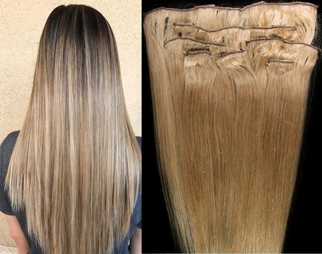 20" Clip in Hair Extensions Real Human Hair 90 Gram Clip on for Full ...