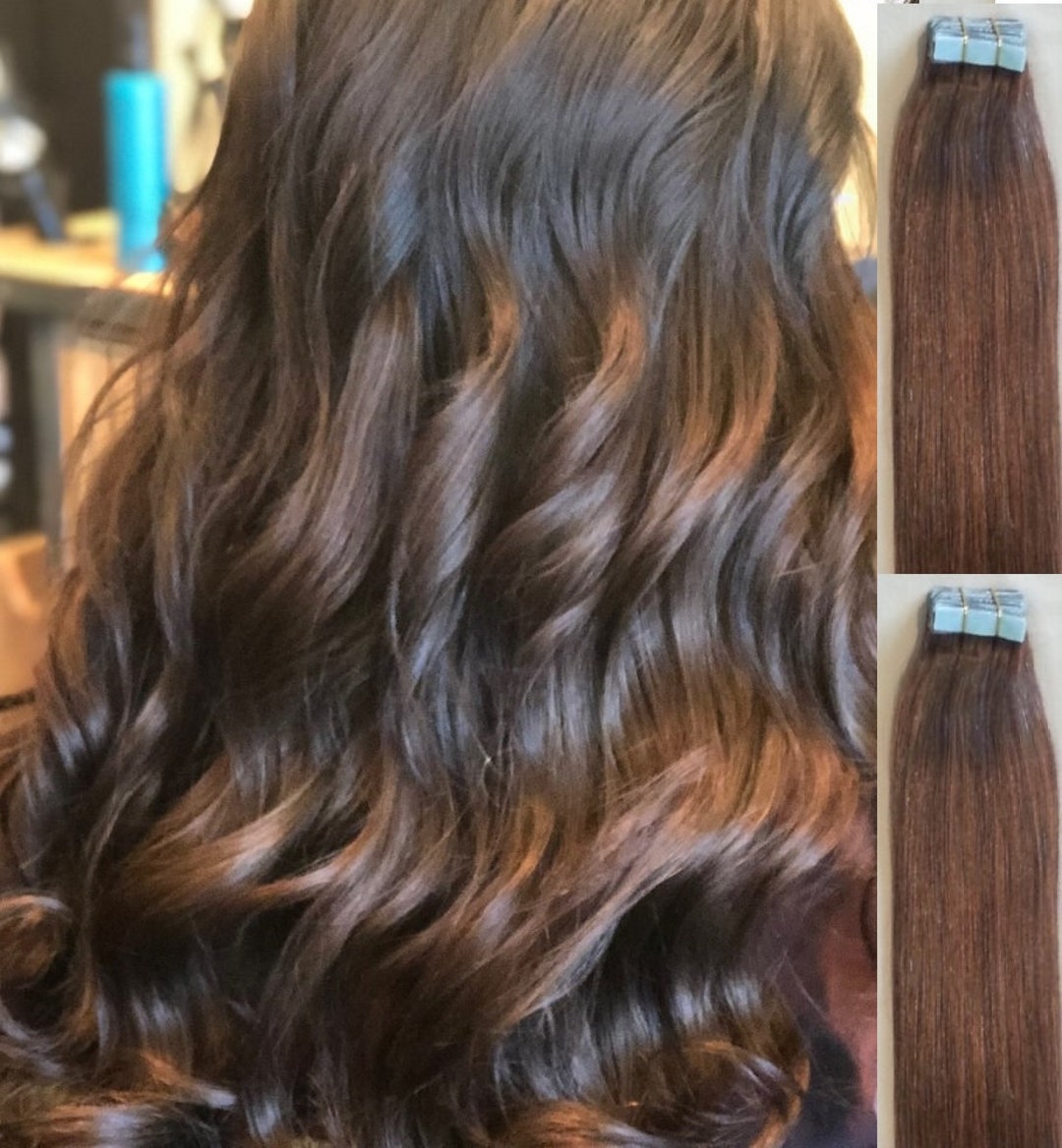 Hair Faux You 20" Tape in Hair Extensions Remy Human Hair Glue in ...