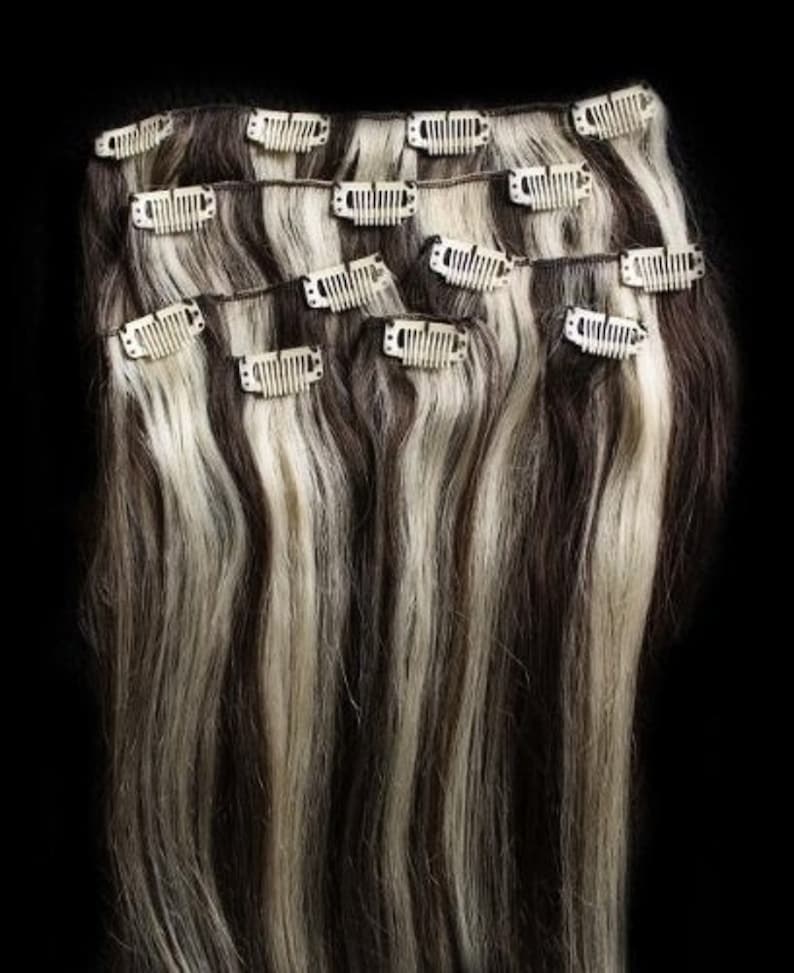 18 Clip in Hair Extensions Real Human Hair 80 Gram Clip | Etsy