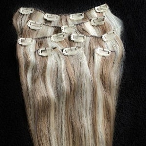 24" Clip in Hair Extensions Real Human Hair 100 Gram Clip on for Full ...
