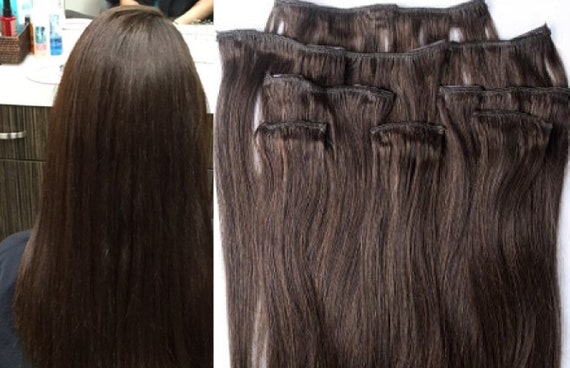 24 Clip in Hair Extensions Real Human Hair 100 Gram Clip | Etsy