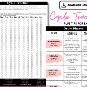 Printable Cycle Tracker Tips for Each Menstrual Phase. - Etsy