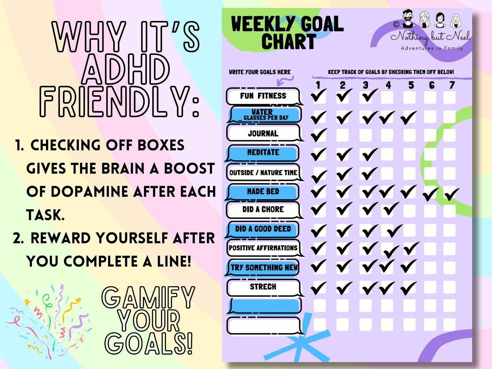 ADHD Friendly Goal Tracker for Kids, Teens & Adults - Etsy