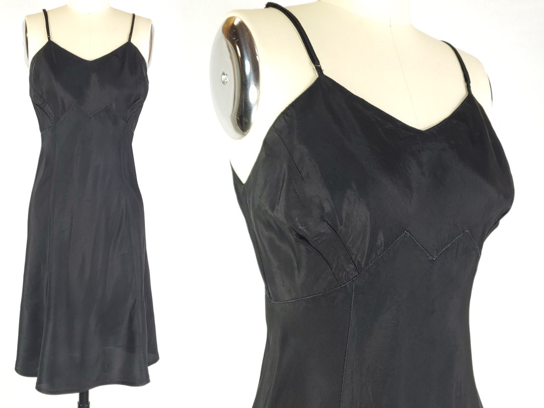 Real 1940s Black Rayon Dress Slip / Slip Dress XS Size 0 / 2 - Etsy