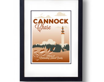 Areas of Outstanding Natural Beauty Map Art Print / Giclee Print / UK ...