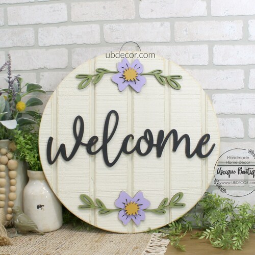 Front Door Wreaths Welcome Sign for Front Door Spring Summer - Etsy