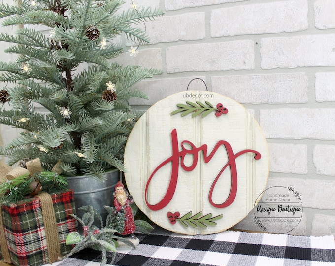 Red JOY Sign, 11" MINI Small Wood Shiplap Sign, Christmas Door Hanger ...