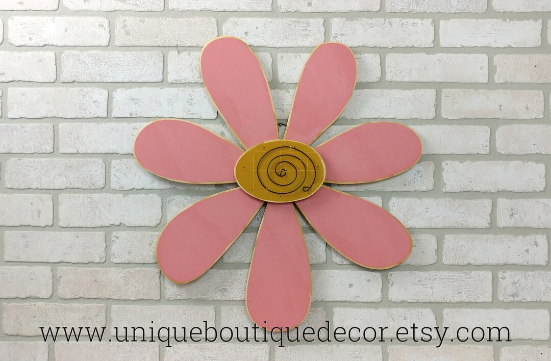 Flower Door Hanger, 21 INCH Pink Wood Daisy FLOWER Door Sign, Wood ...