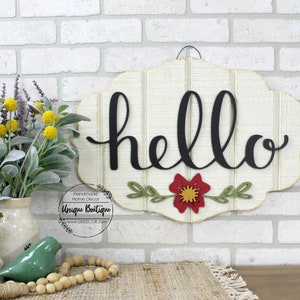Hello Sign, Wood Door Hanger, Door Decoration, Front Door Sign, Front ...