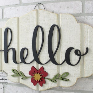 Hello Sign, Wood Door Hanger, Door Decoration, Front Door Sign, Front ...