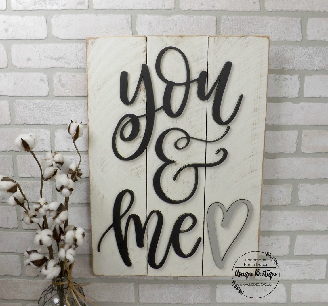 You & Me Rustic Shiplap Sign, Farmhouse Wall Decor, Rustic Wedding ...