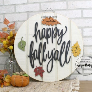 Front Door Decor, Happy Fall Y'all Door Sign, Fall Door Hanger, Autumn ...