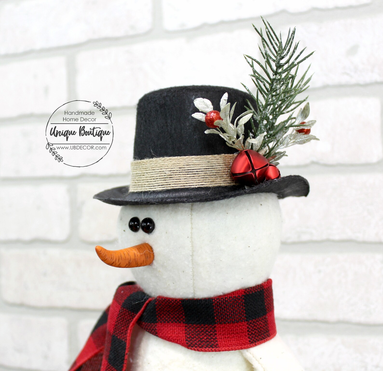 Red and Black Plaid Fabric Snowman With Buffalo Plaid Scarf - Etsy