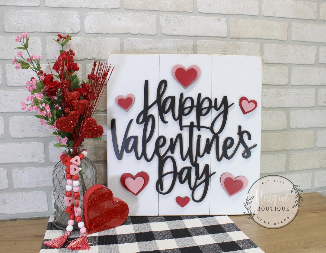 Happy Valentine's Day Wood Shiplap Sign, Rustic Valentines Decor ...