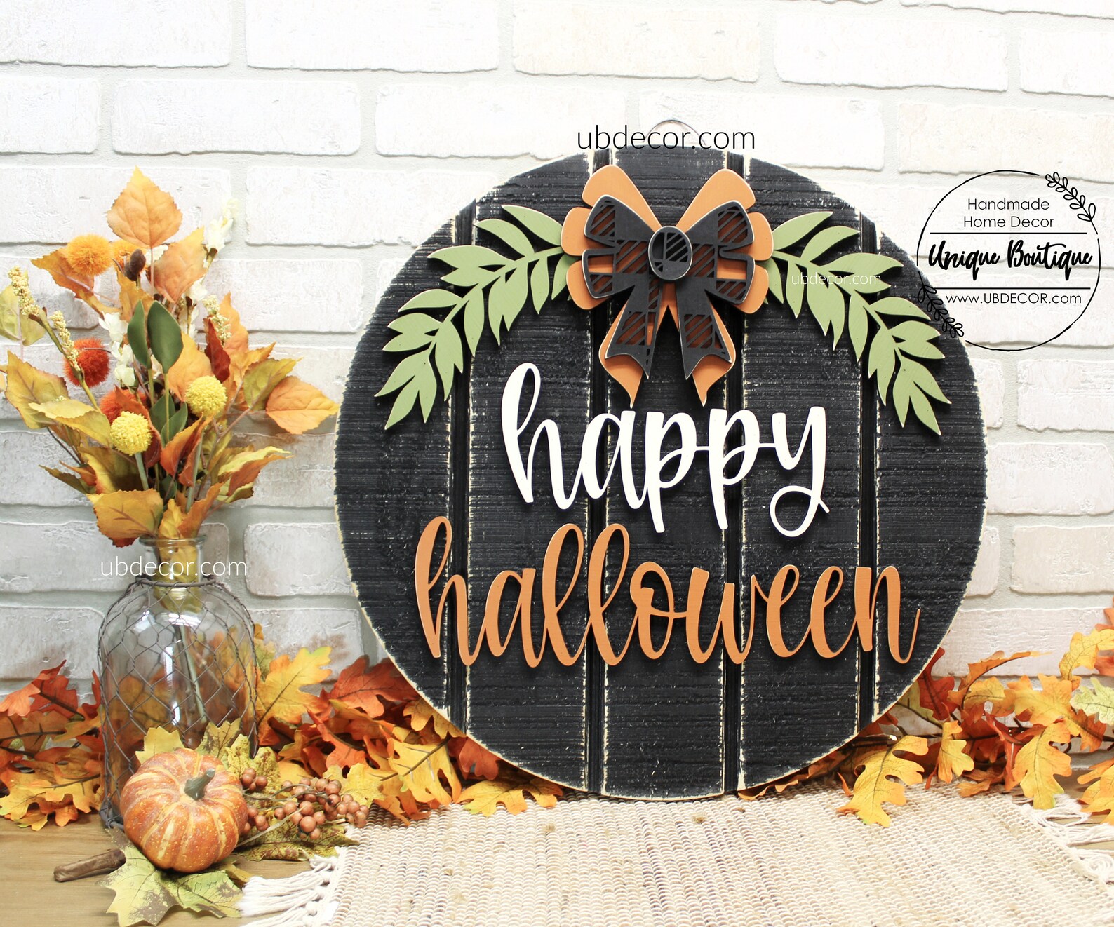 Happy Halloween Door Hanger Rustic Fall Door Sign Buffalo | Etsy